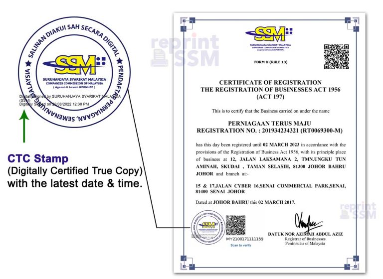 About CTC Stamp for SSM Documents | Online SSM Reprint Portal ...